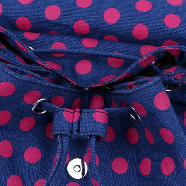 Preppy Ladies' Blue Canvas Backpack School Bag In Polka Dot on Luulla